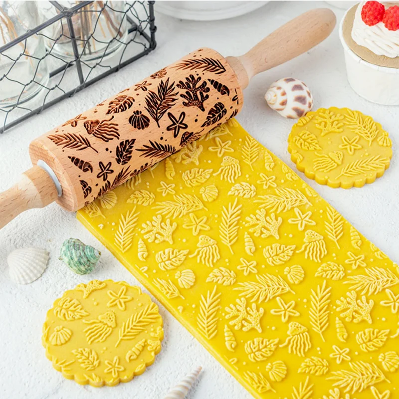 Embossing-Rolling-Pins-with-Patterns-Wooden-Roller-Baking-Embossed ...