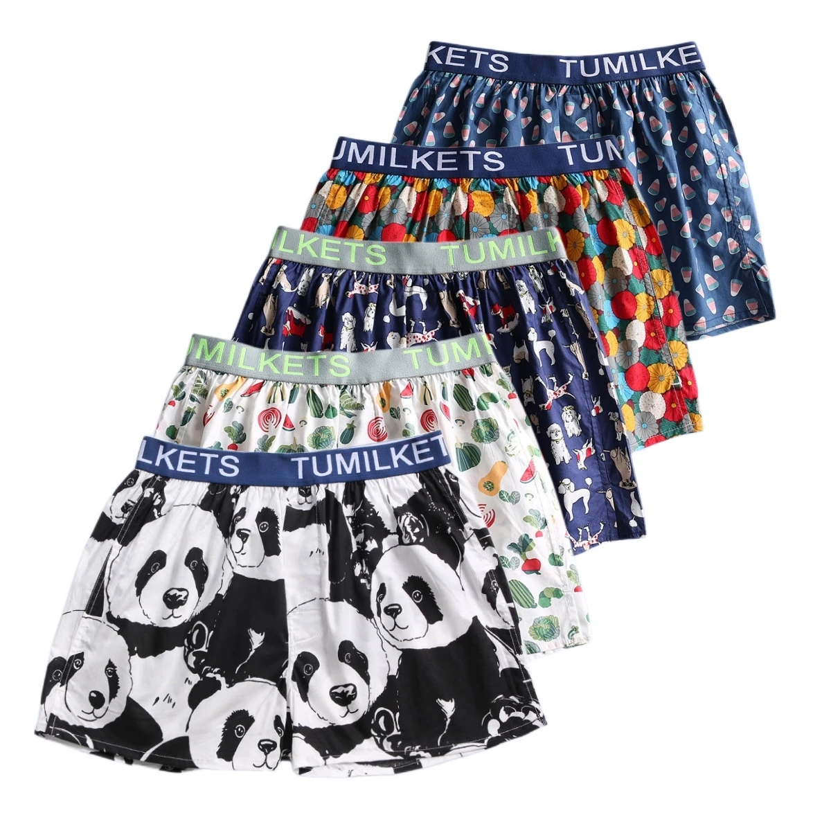 5pcs/lot Mens Underwear Boxers Loose Print Shorts Men's Panties Cotton ...