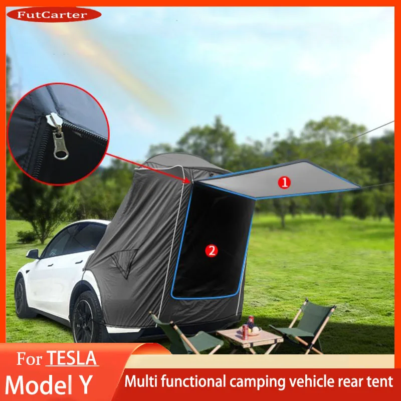 Camping-Tent-For-Tesla-Model-Y-Tailgate-Shade-Awning-Tent-Tesla ...