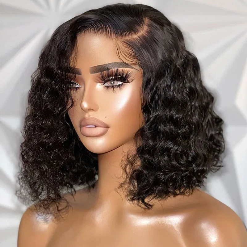 Deep-Wave-Frontal-Wig-13x4-Short-Bob-Wig-Lace-Front-Human-Hair-Wigs ...