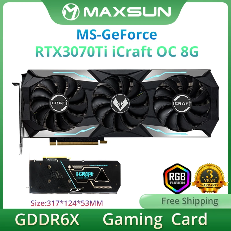 MAXSUN Full New RTX 3070 Ti iCraft OC 8G Gaming Video Graphics Card ...