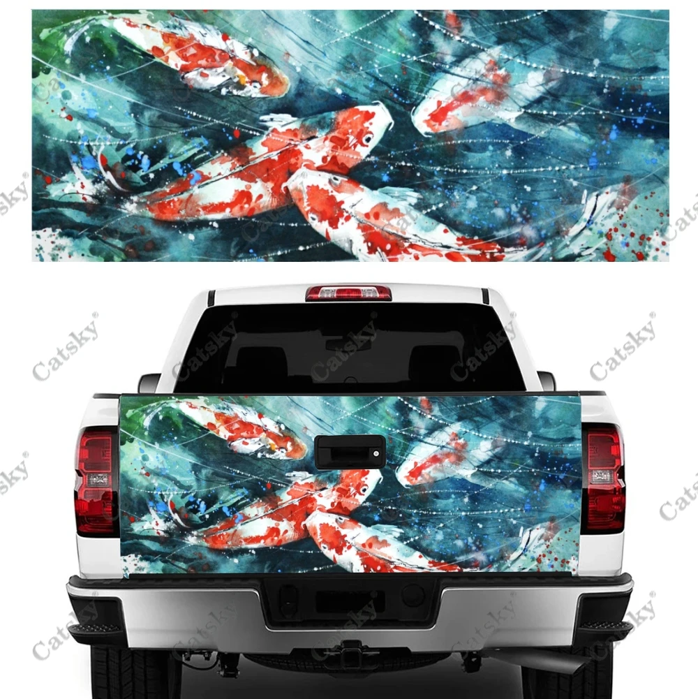 Koi-Flower-Car-Accessories-Tail-Trunk-Protect-Vinly-Wrap-Sticker-Decal ...