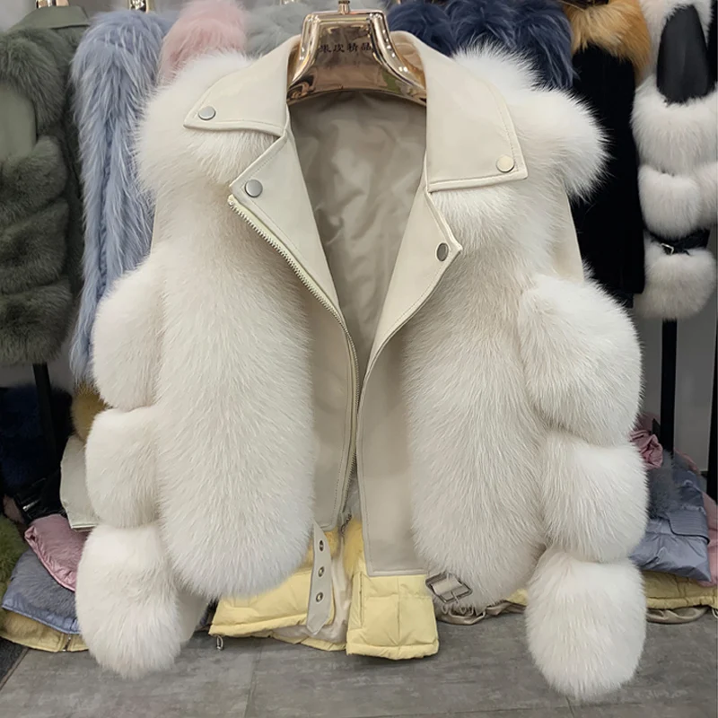 Luxury 100% Wholeskin Natural Fox Fur Female Parkas Real Fox Fur Coats ...