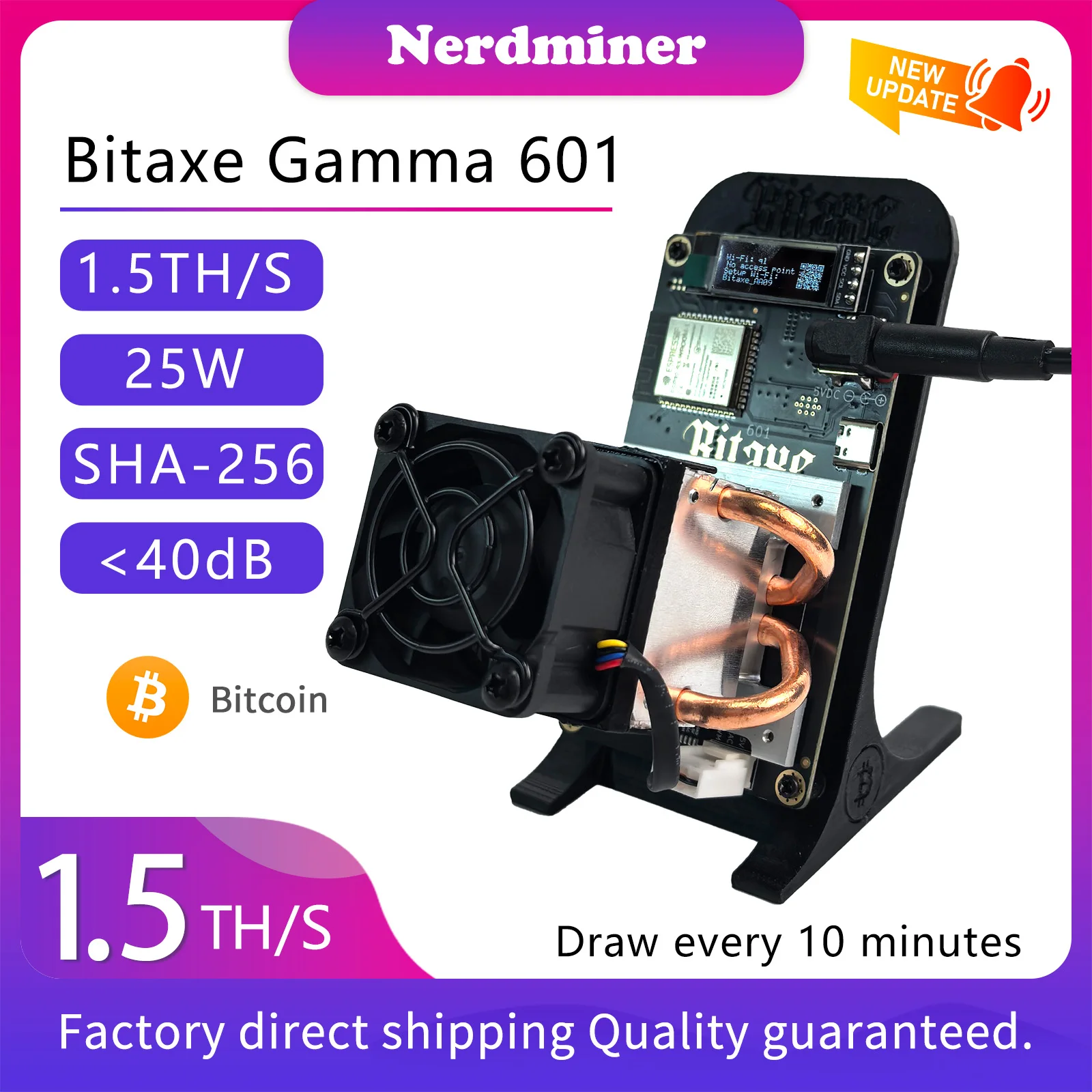 Bitaxe Gamma 601 1.5TH/S SHA256 Bitcoin Miner 18~25W Ultra Low Power ...