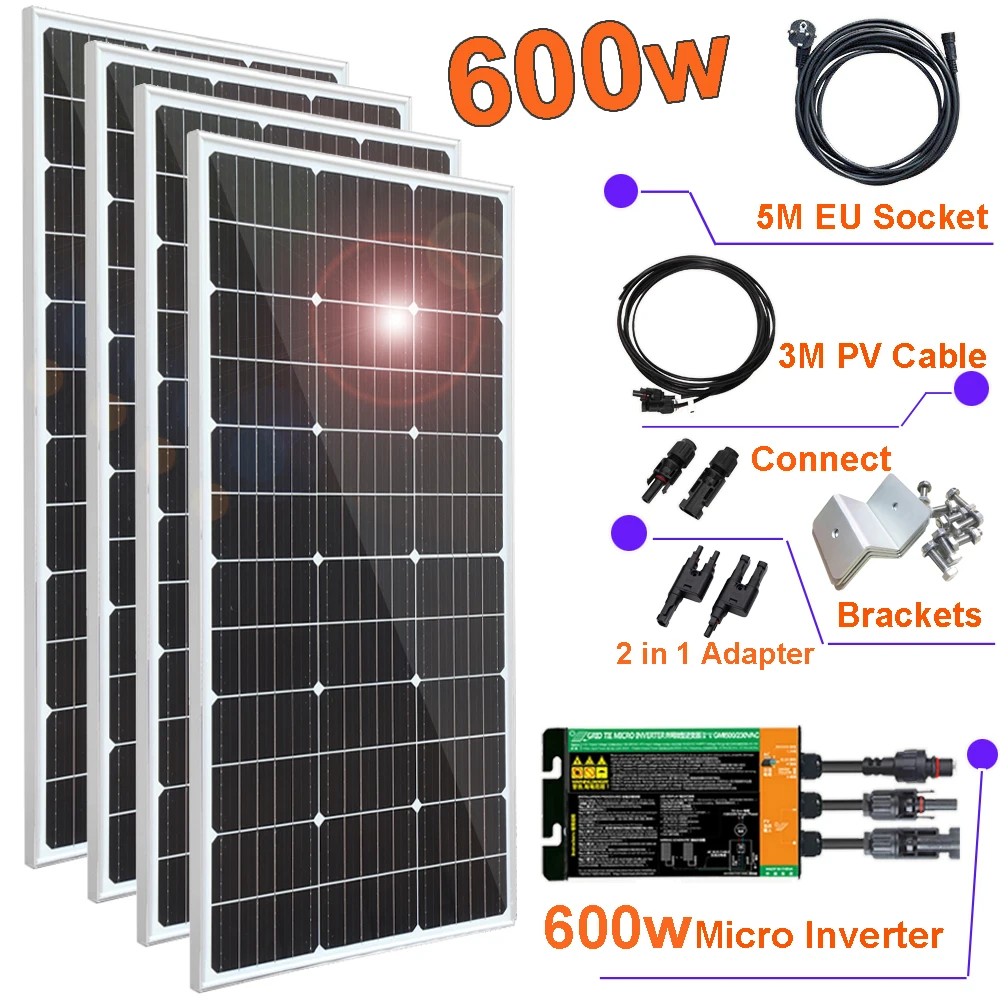 600w-rigid-solar-panel-system-220v-plug-and-play-photovoltaic-panel ...