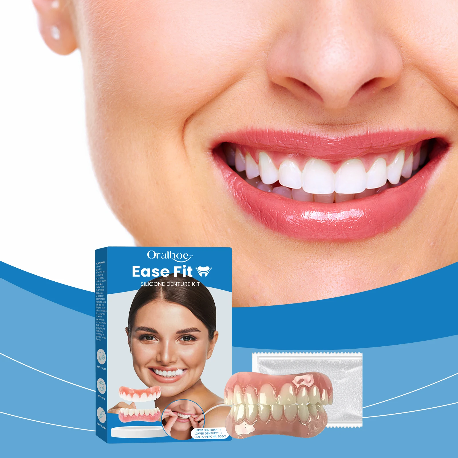 Silicone Reline Denture Kits Safe Professional Laugh Veneers Fake Tooth ...
