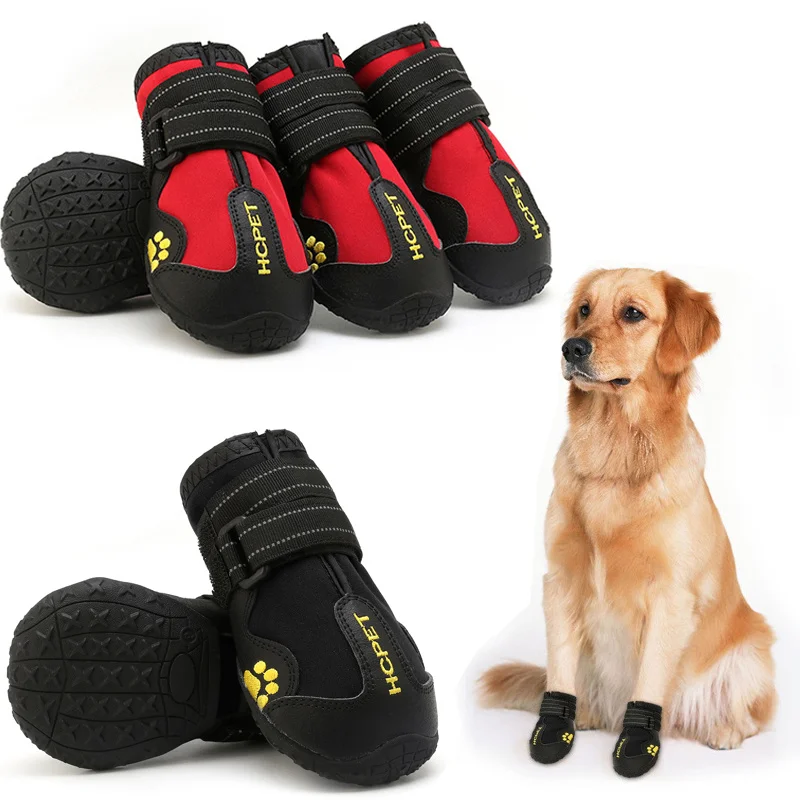 Reflective Large Dog Shoes Waterproof Dog Boots Anti-slip Soles Small ...