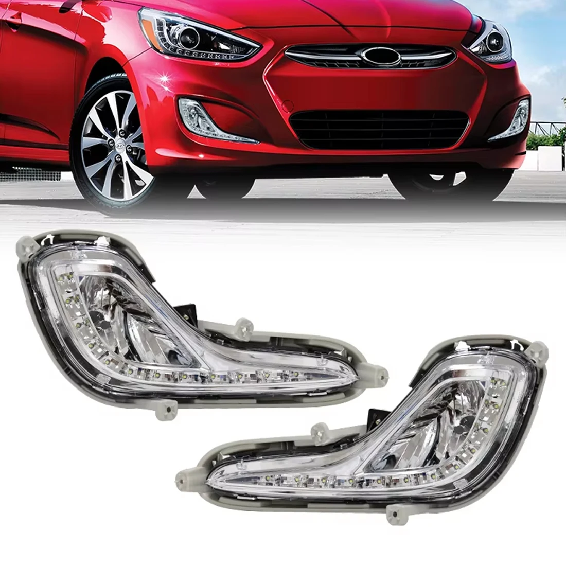 LED Daytime Running Light Fog Lamps For Hyundai Accent 2012 2013 2014 ...