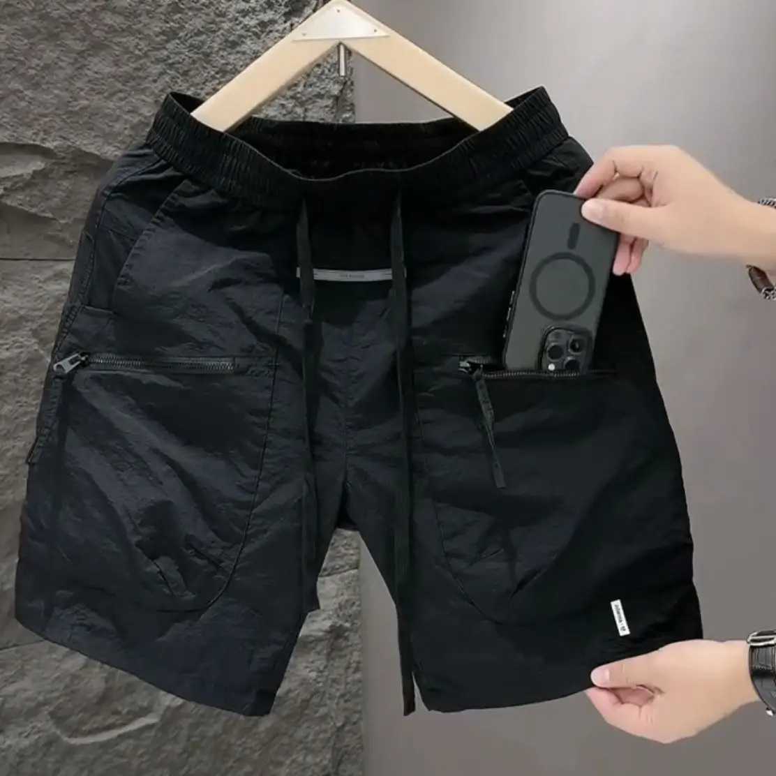 Men-s-Summer-Pocket-Zipper-Cargo-Shorts-Trendy-Brand-Versatile-Loose ...