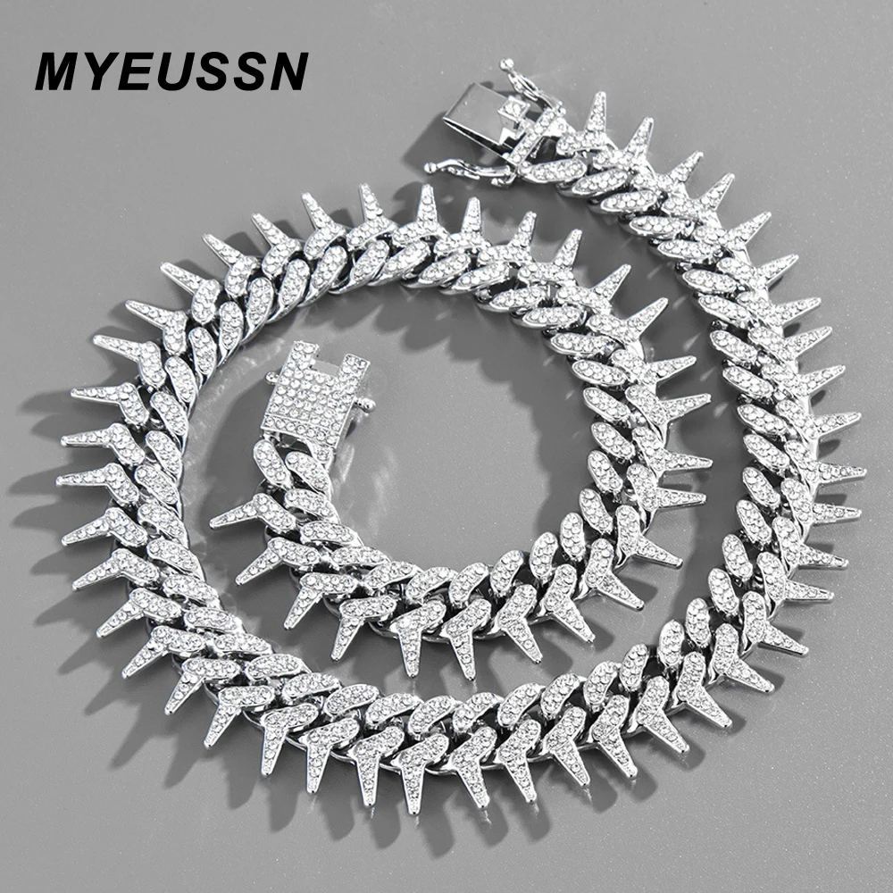 Cuban Chain Spikes | Bracelets Necklace | Spike Chain Men | Iced ...