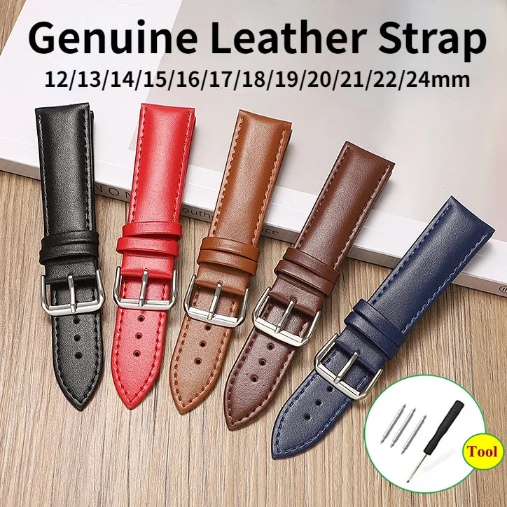 12-24mm-Genuine-Leather-Strap-Cowhide-Watch-Band-Plain-Pattern-Second ...