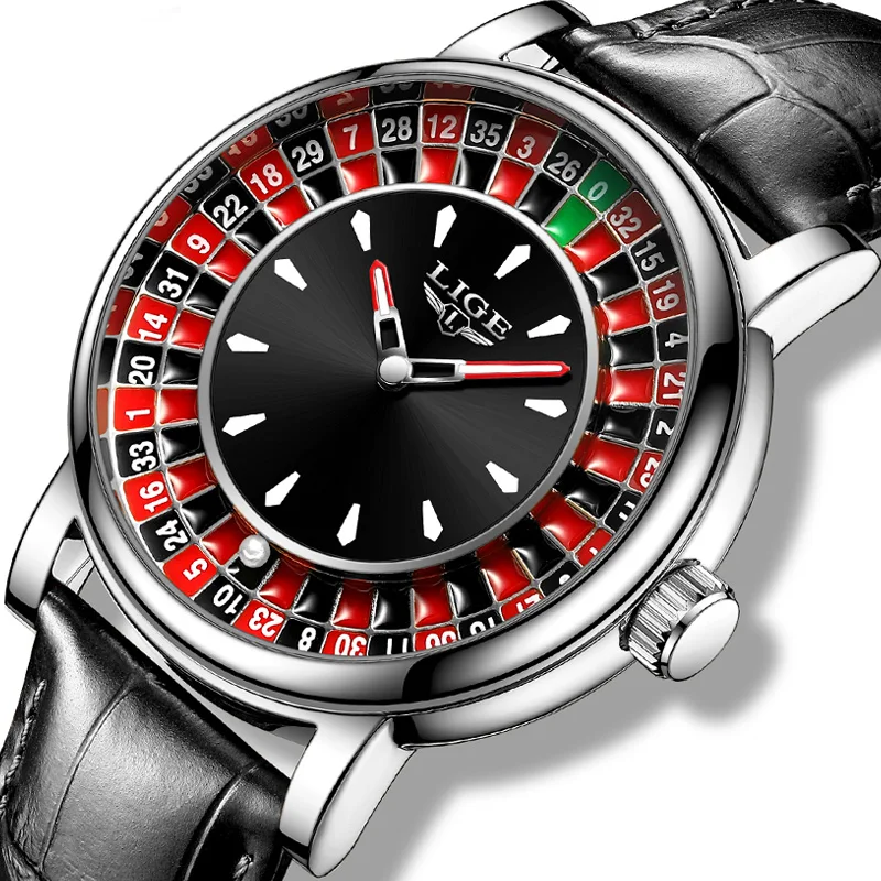 LIGE Fashion Men Watch Rotating Dial Las Vegas Roulette Desktop Theme ...