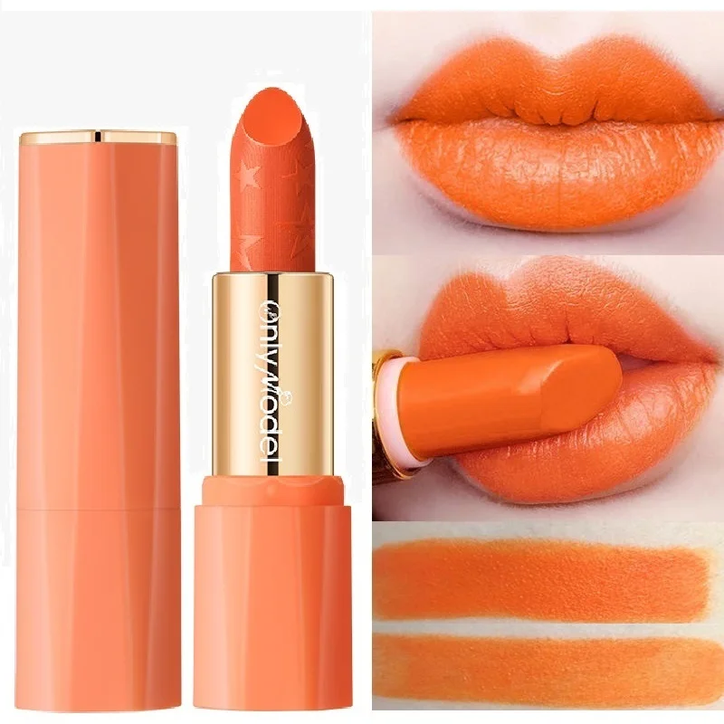 Orange-Lipstick-Waterproof-Long-Lasting-Matte-Lipsticks-Resistant-Lip ...
