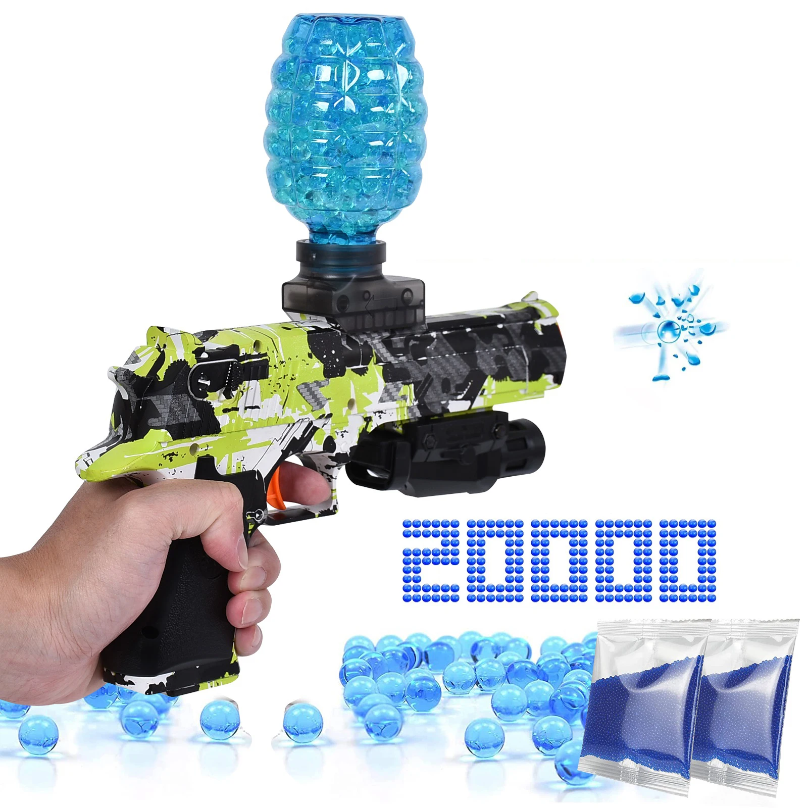 Electric Desert Eagle Gel Ball Blaster with 20000+ Water Beads Splat ...