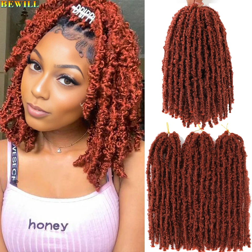 12"14"Butterfly Locs Crochet Hair Reddish Brown Pre Looped Handmade ...