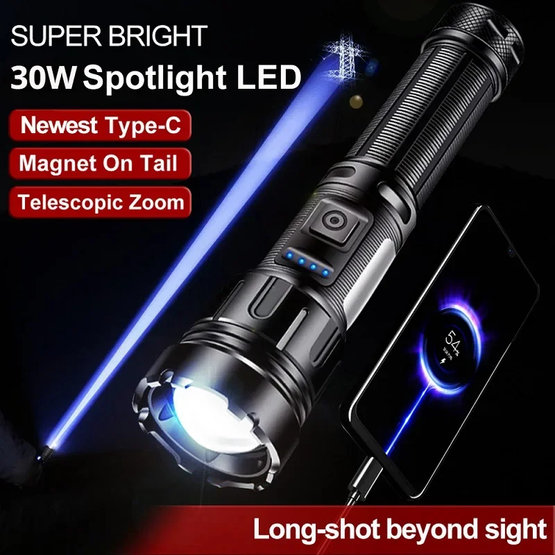 1000000 Lumens Long Shot LED Flashlight Tactical Torch Outdoor Lighting ...