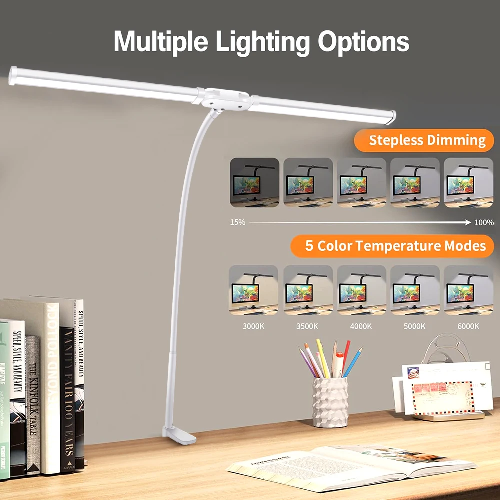 Double-Head-LED-Clip-Remote-Control-Desk-Lamp-Architect-Table-Lamp-for ...