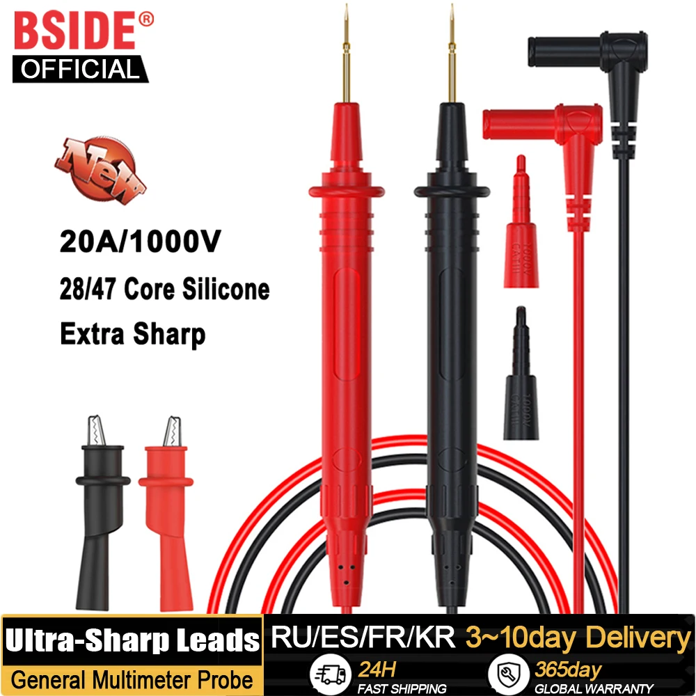 Ultra-Sharp Multimeter Probe Test Leads Alligator Clip Wire High ...