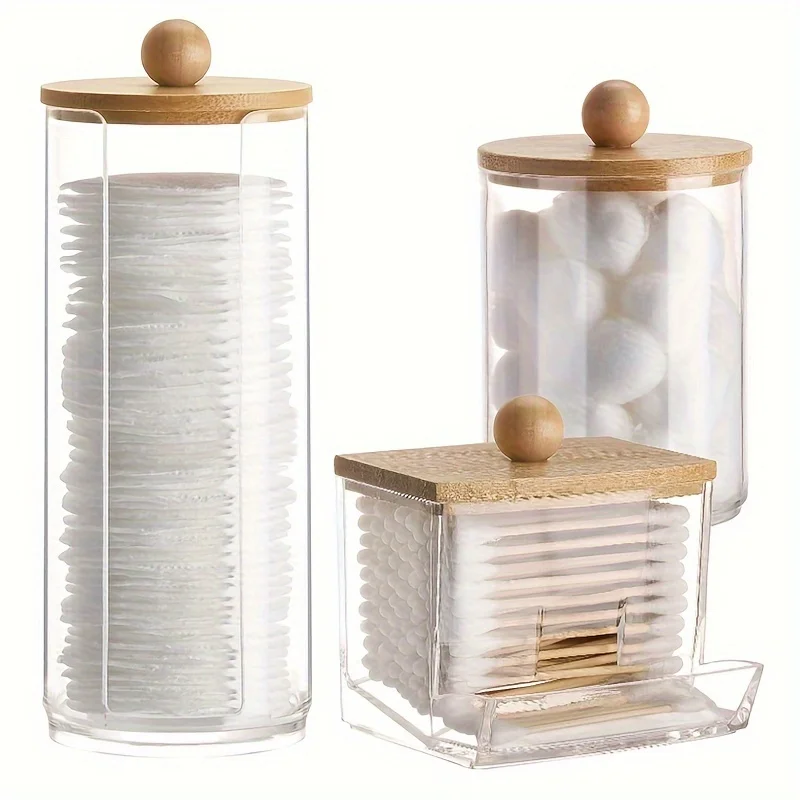 Porte-coton-tige-avec-distributeur-boule-de-coton-tampons-ronds-pique ...