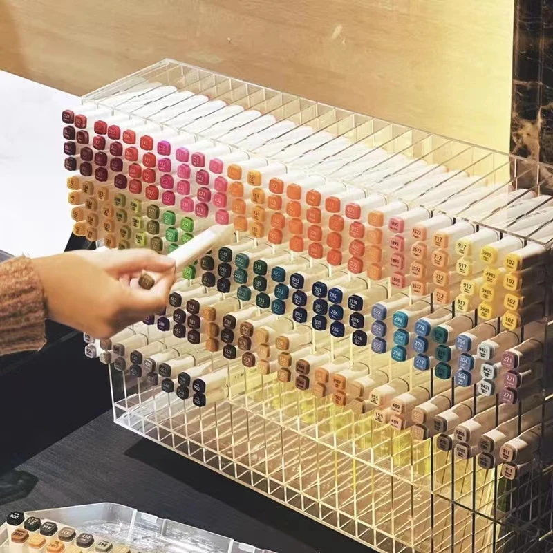 Acrylic-Transparent-Marker-Holder-Stationery-Storage-Box-Pen-Pencil ...