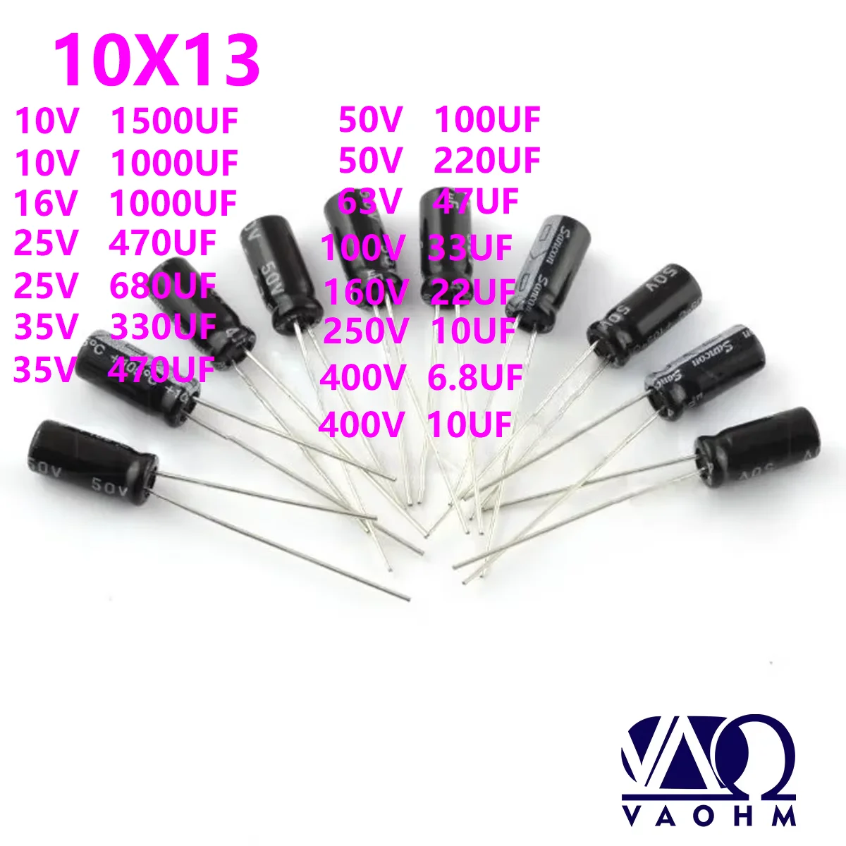 150PCS 100uF 220UF 330UF 470UF 10V 16V 25V 35V 50V Aluminum ...