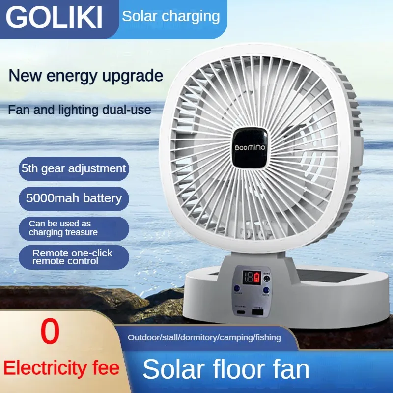 Solar Camping Fan Desktop Outdoor Remote Control Fans Portable ...