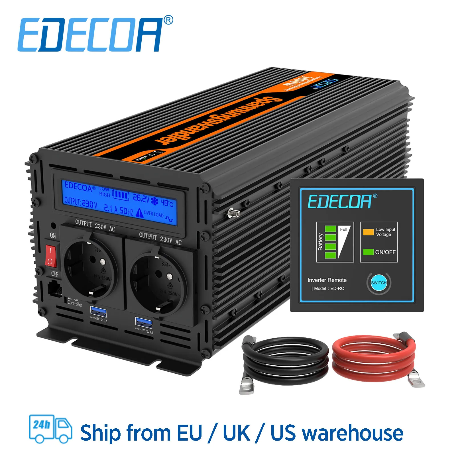 Inverter 12v 220v 3000W Modified Sine Wave Inverter 6000W DC 12V 24V To ...