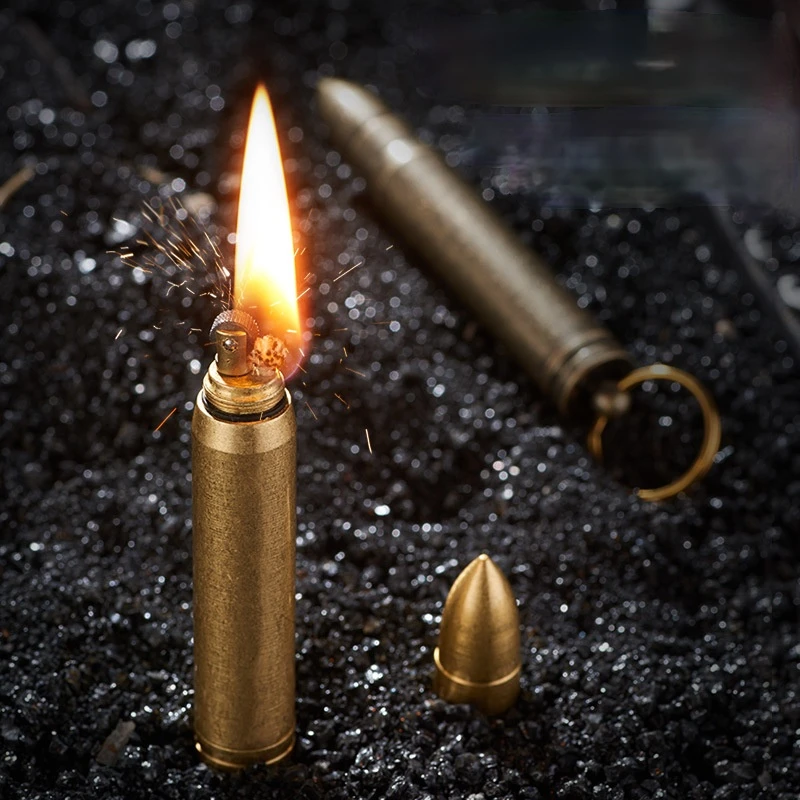 Bullet Shape Bronze Kerosene Lighter Metal Open Flame Cool Lighter ...