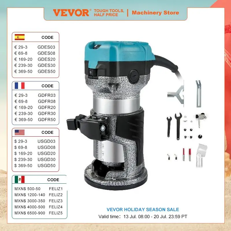 VEVOR-Wood-Router-Machine-Electric-Trimmer-710W-33000RPM-Power ...