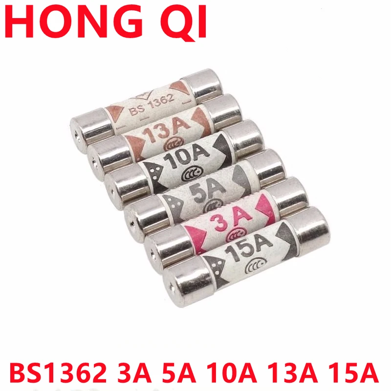 10Pcs BS1362 British Plug Fuse 3A 5A 10A 13A 15A 6X25 Ceramic Tube Fuse ...