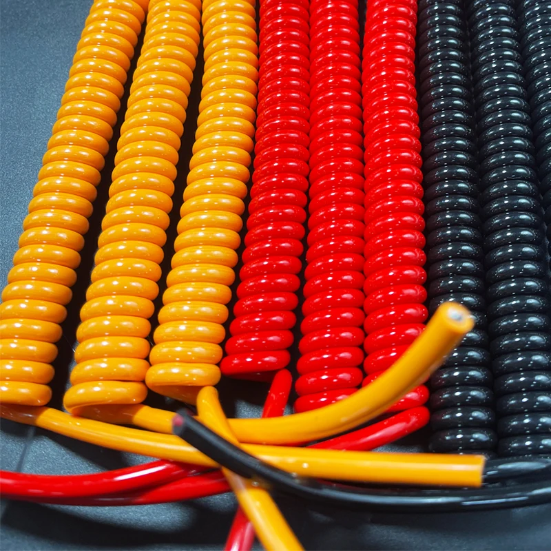 2Cores-20AWG-Red-Orange-Black-PUR-Spring-Spiral-Cable-Telescopic-Wire ...