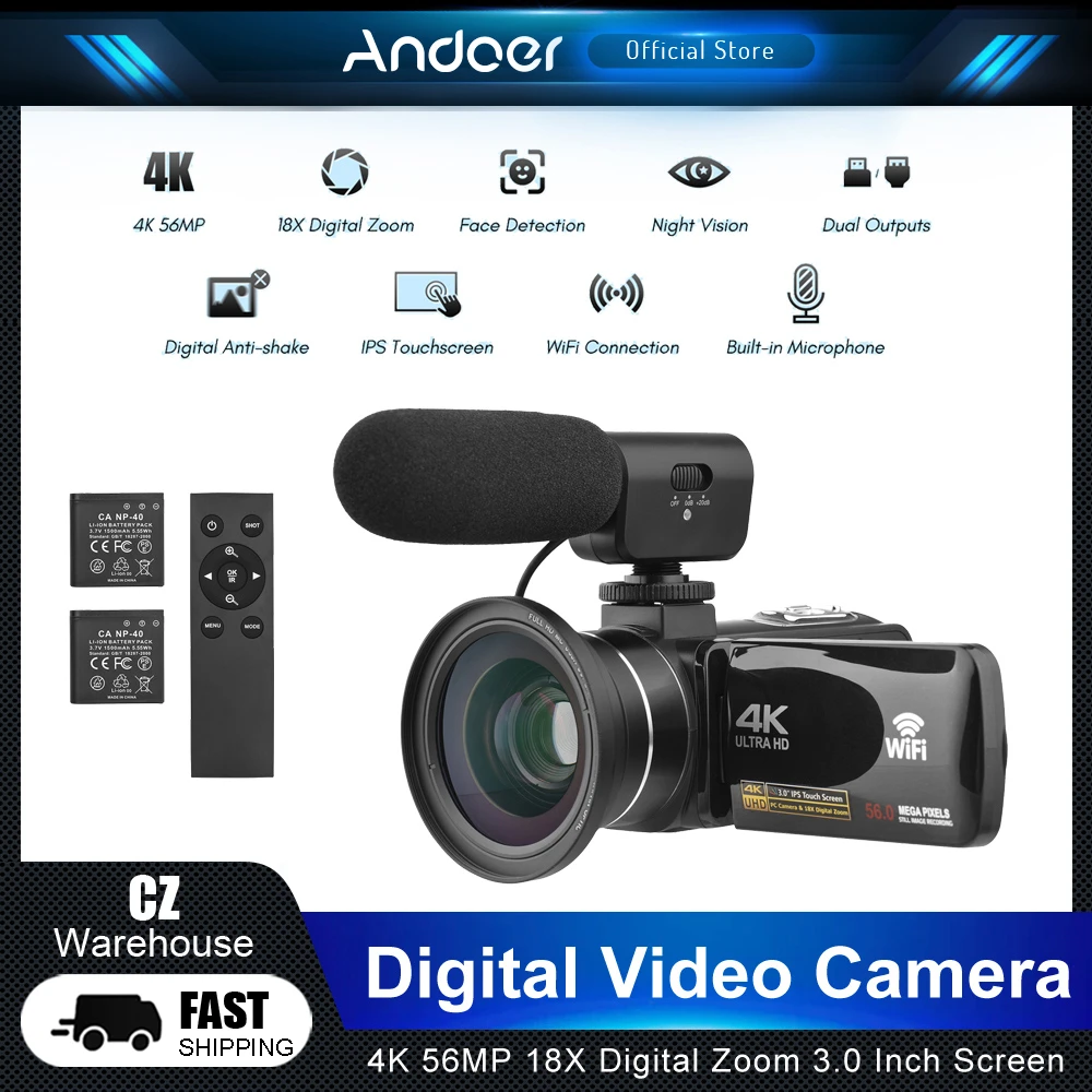 Andoer Digital Video Camera Camcorder 2.7K DV Recorder 48MP 16X Digital ...