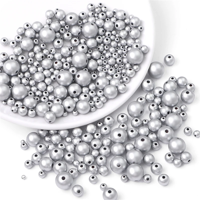 3-12mm-Matte-Silver-Color-Acrylic-Beads-Round-Loose-Spacer-Beads-for ...