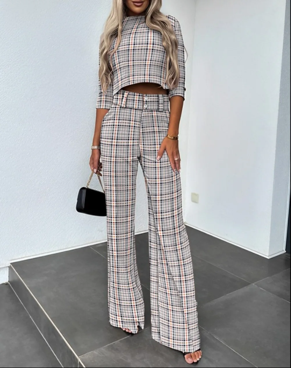 Autumn-Fashion-Print-Two-Piece-Set-Women-Office-Ladies-Short-Tshirt ...