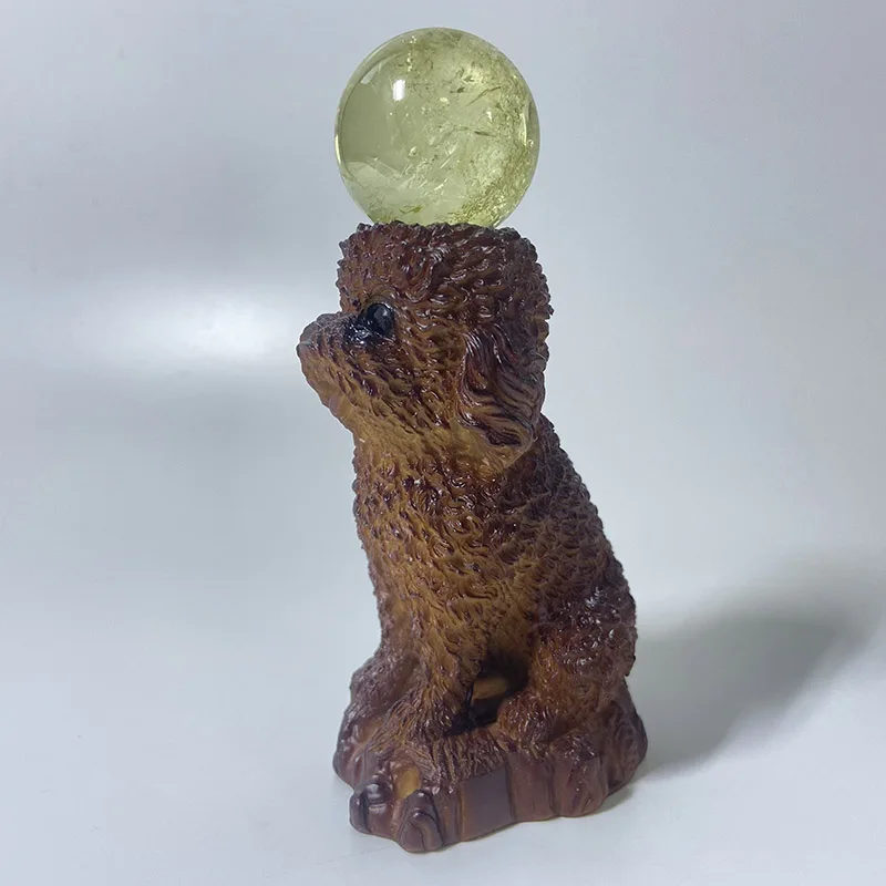 Resin-Teddy-dog-Stand-Crystal-Spheres-Display-Balls-Holder-Creative ...