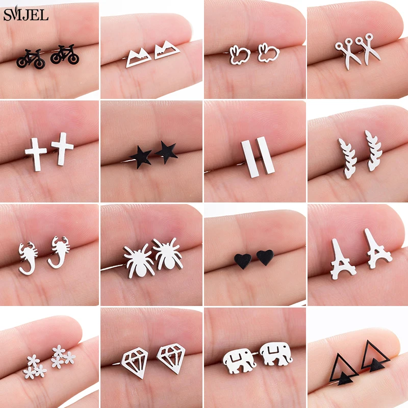 Mini-pendientes-de-tuerca-de-acero-inoxidable-para-mujer-aretes-simples ...