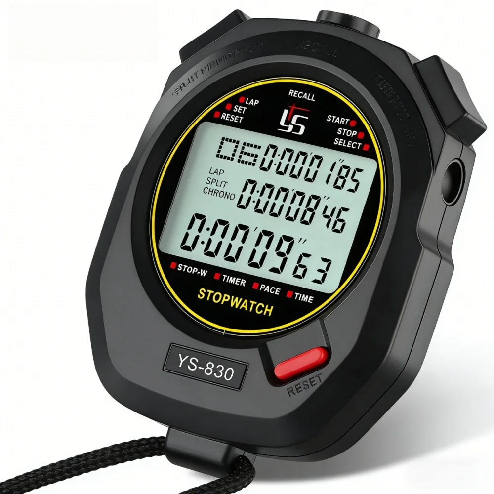 Waterproof Digital Stopwatch, 100-Lap Sports Timer with Neck Lanyard ...