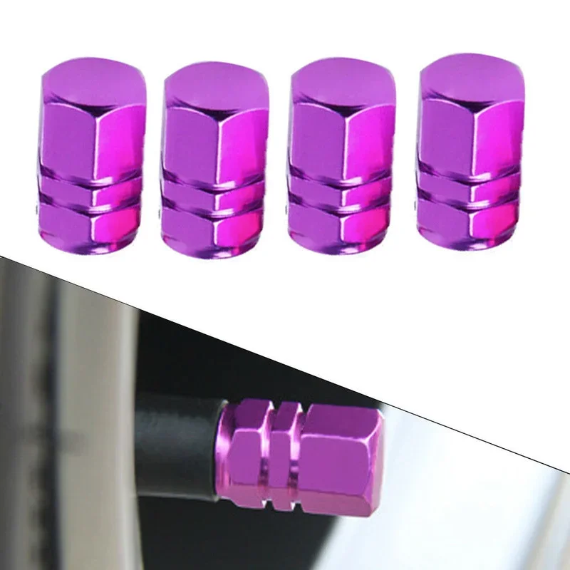 4pcs Purple Chrome Aluminum Nipple Caps Tire Wheel Rims Stem Air Valve ...