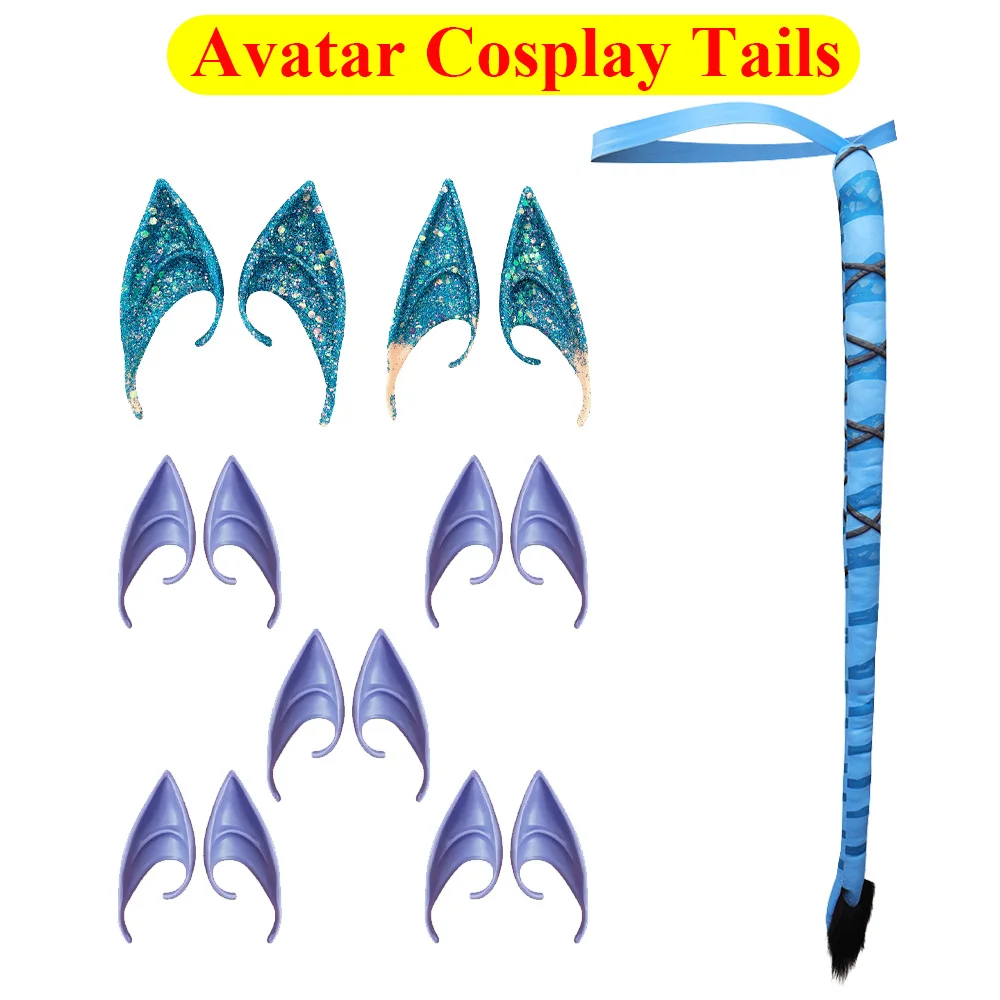 Avatar Disguise Jake Sully Cosplay Tail Neytiri Elf Ear Headwear Men ...