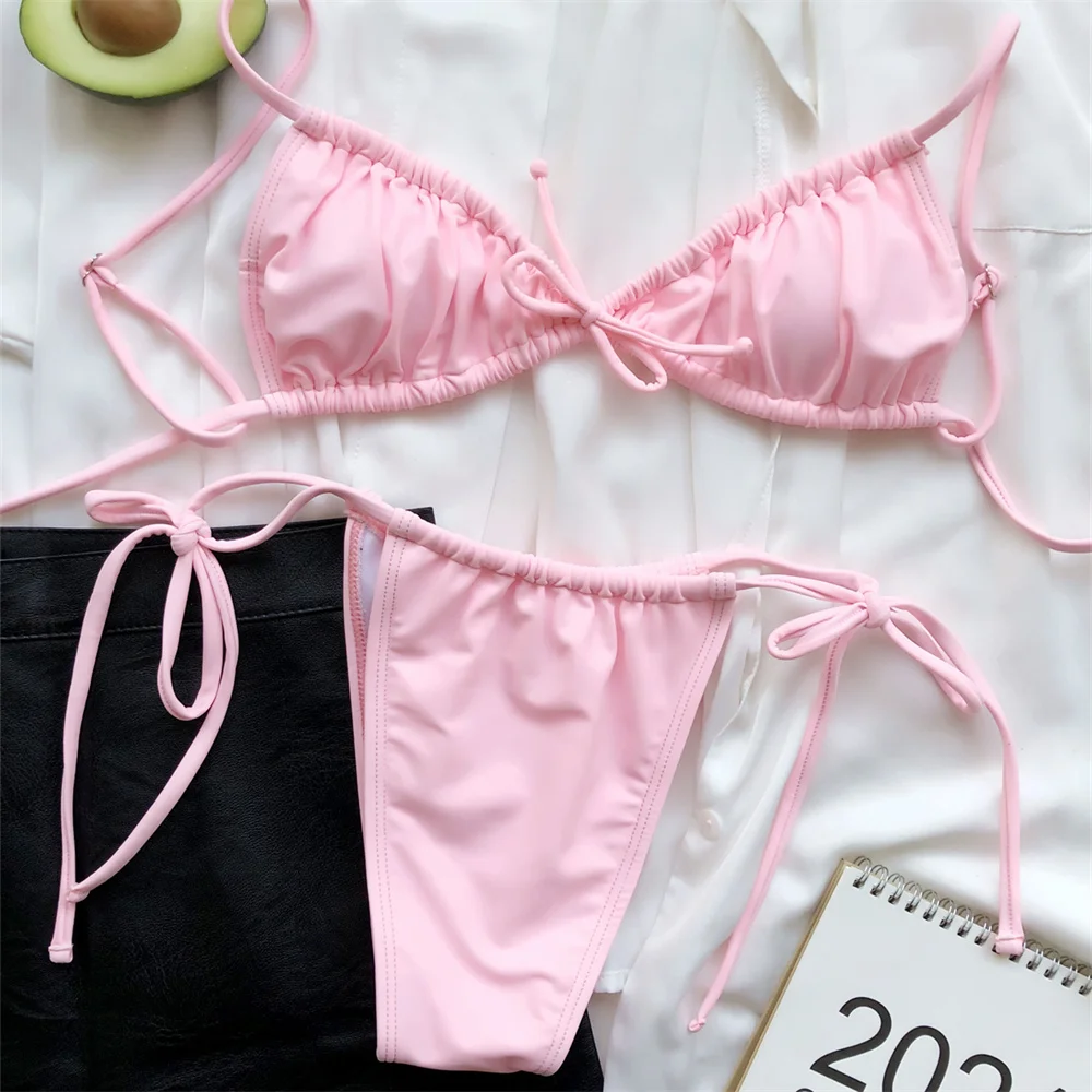 Sexy Sling Bikini Micro String Extreme Swimsuit Pink Bikinis Set ...