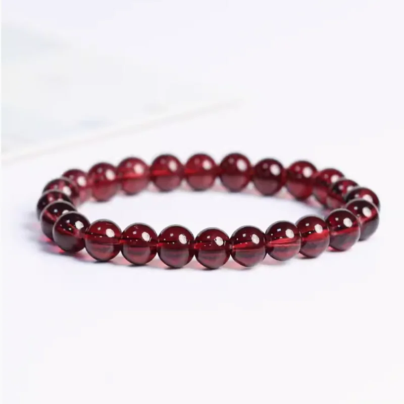 Natural High-grade Red gemstone Pomegranate Stone Bead Bracelet charm ...