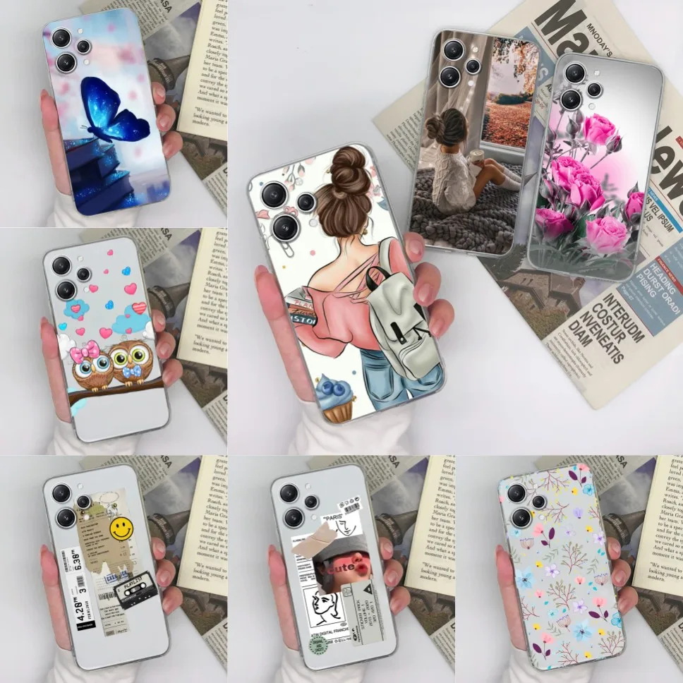 For-Xiaomi-Redmi-12-4G-Case-Transparent-Soft-Silicone-Cute-Daisy-Sweet ...