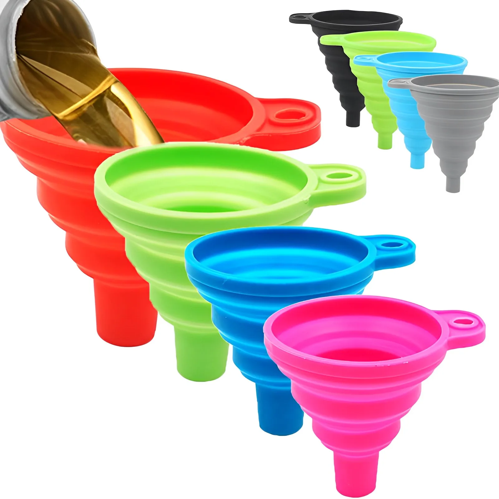 Foldable Car Engine Funnel Silicone Liquid Funnel Washer Fluid Change ...