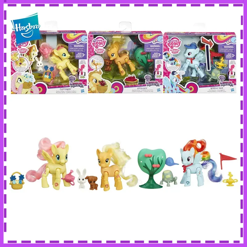 Hasbro-figura-de-acci-n-de-My-Little-Pony-Fluttershy-Rainbow-Dash-Applejack-modelo-coleccionable ...