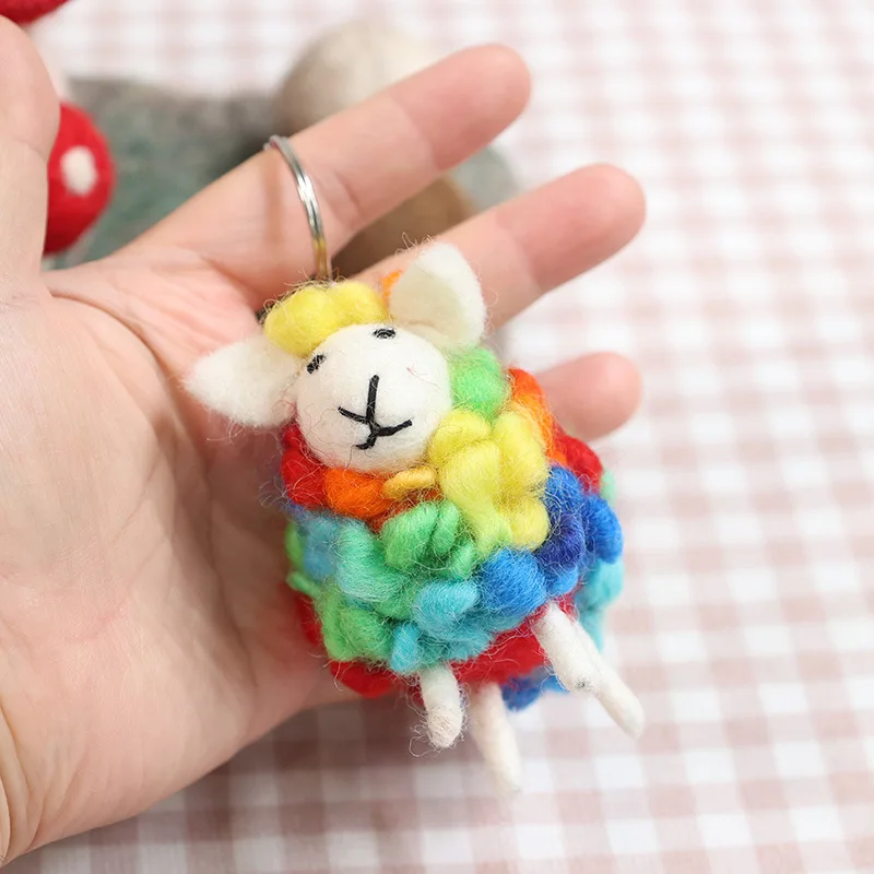 Cute-Crochet-Sheep-Keychain-For-Car-Keys-Handmaking-Wool-Felt-Sheep ...
