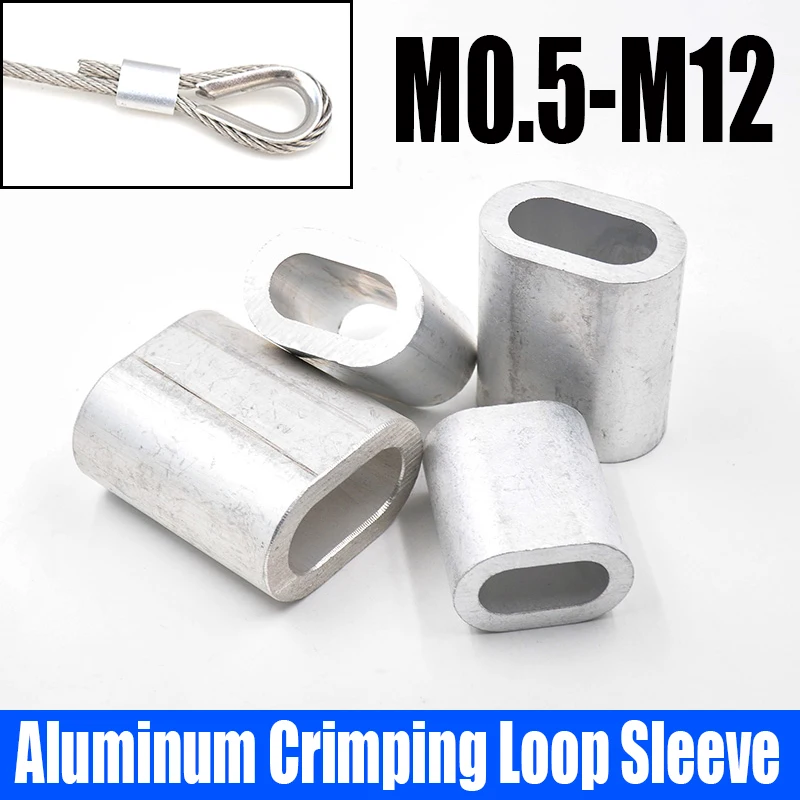 1-100PCS-M0-5-M12-Oval-Aluminum-Crimping-Loop-Sleeve-Wire-Rope-Ferrule ...