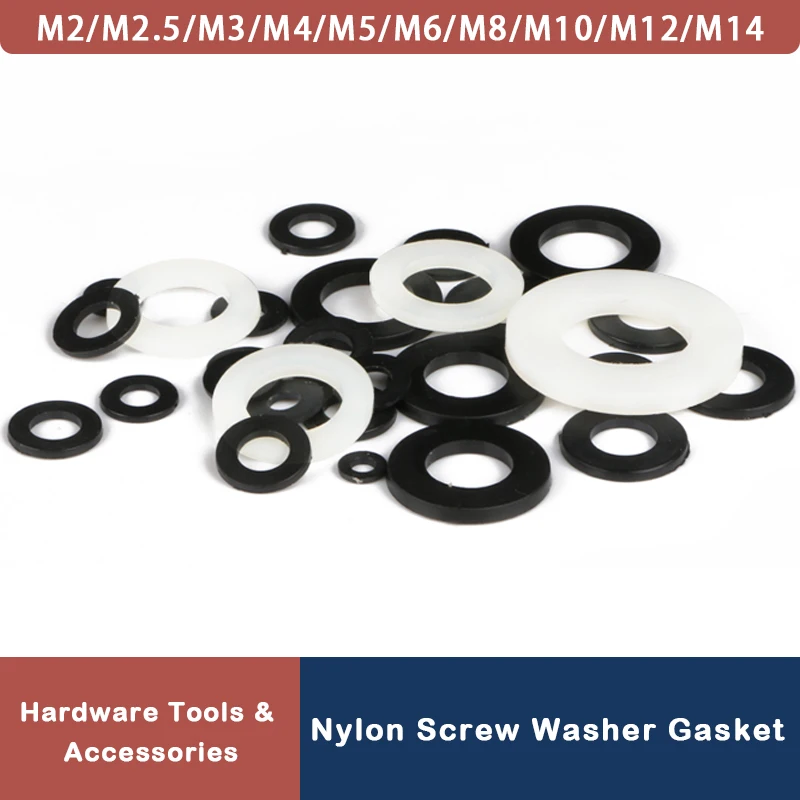 20-50-100-500pcs-Nylon-Screw-Washer-M3-M4-M5-M6-M8-M10-M12-Plastic ...
