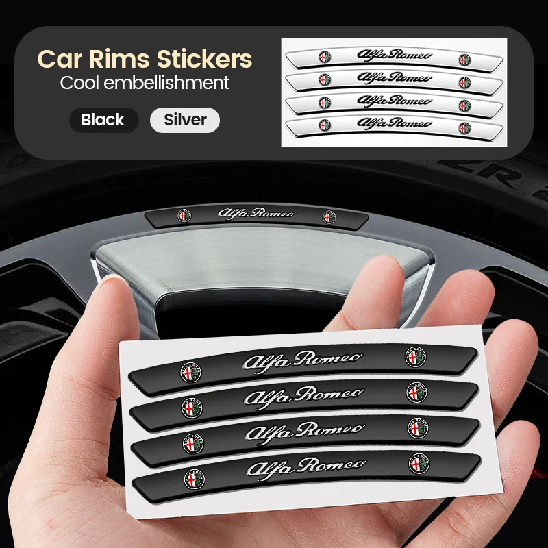 4pcs Aluminum Car Badges Wheels Rims Stickers Auto Decoration For Alfa ...