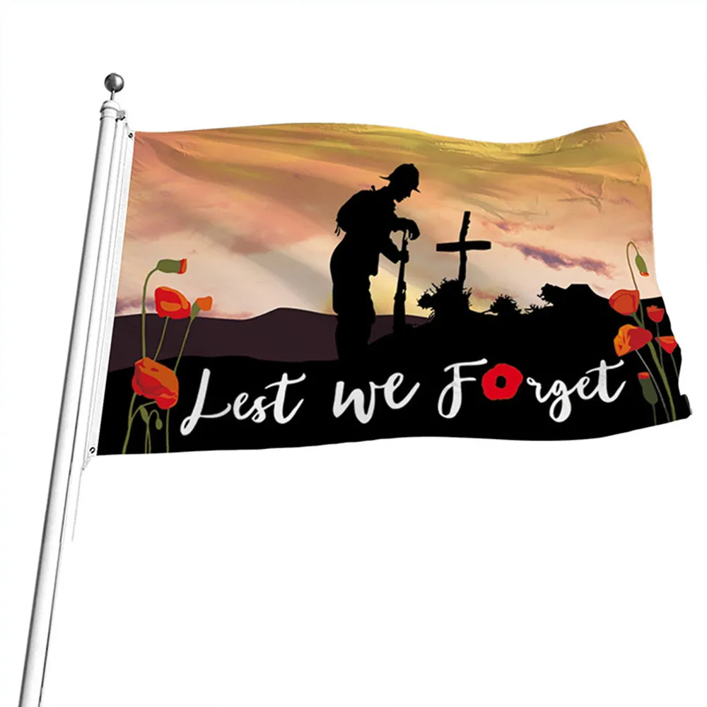 Flag ANZAC Poppy Remembrance Day Flag Polyester with Brass Grommets ...