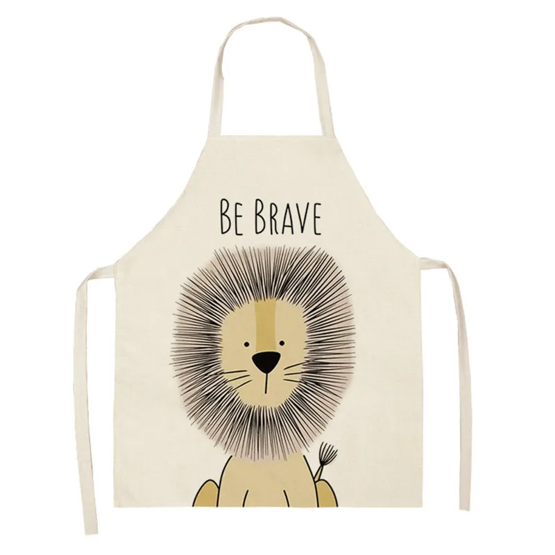 Cartoon-Lion-Elk-Bear-Fox-Printed-Cotton-Linen-Aprons-for-Women ...